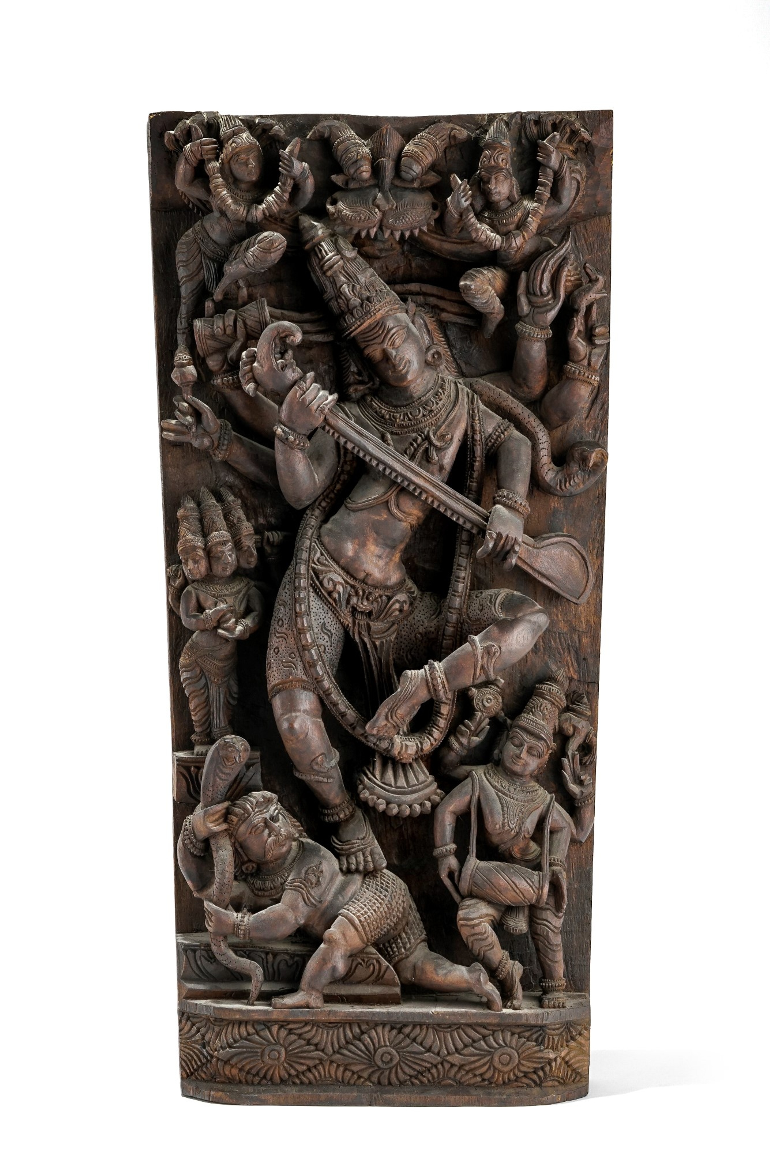 Shiva Nataraja-Vinadhara, relief en bois, Sud de… | Piguet