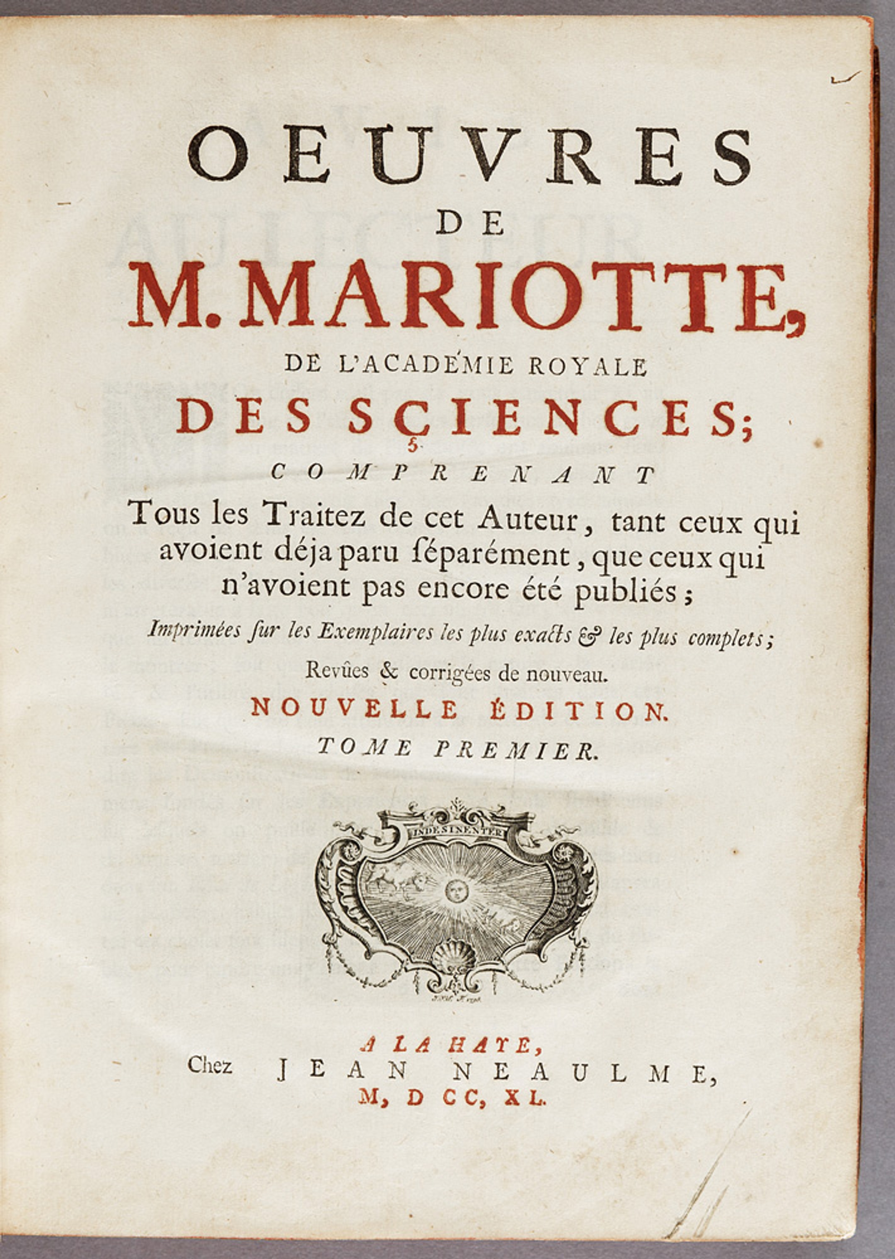 MARIOTTE (Edmé). Oeuvres, Comprenant tous les… | Piguet
