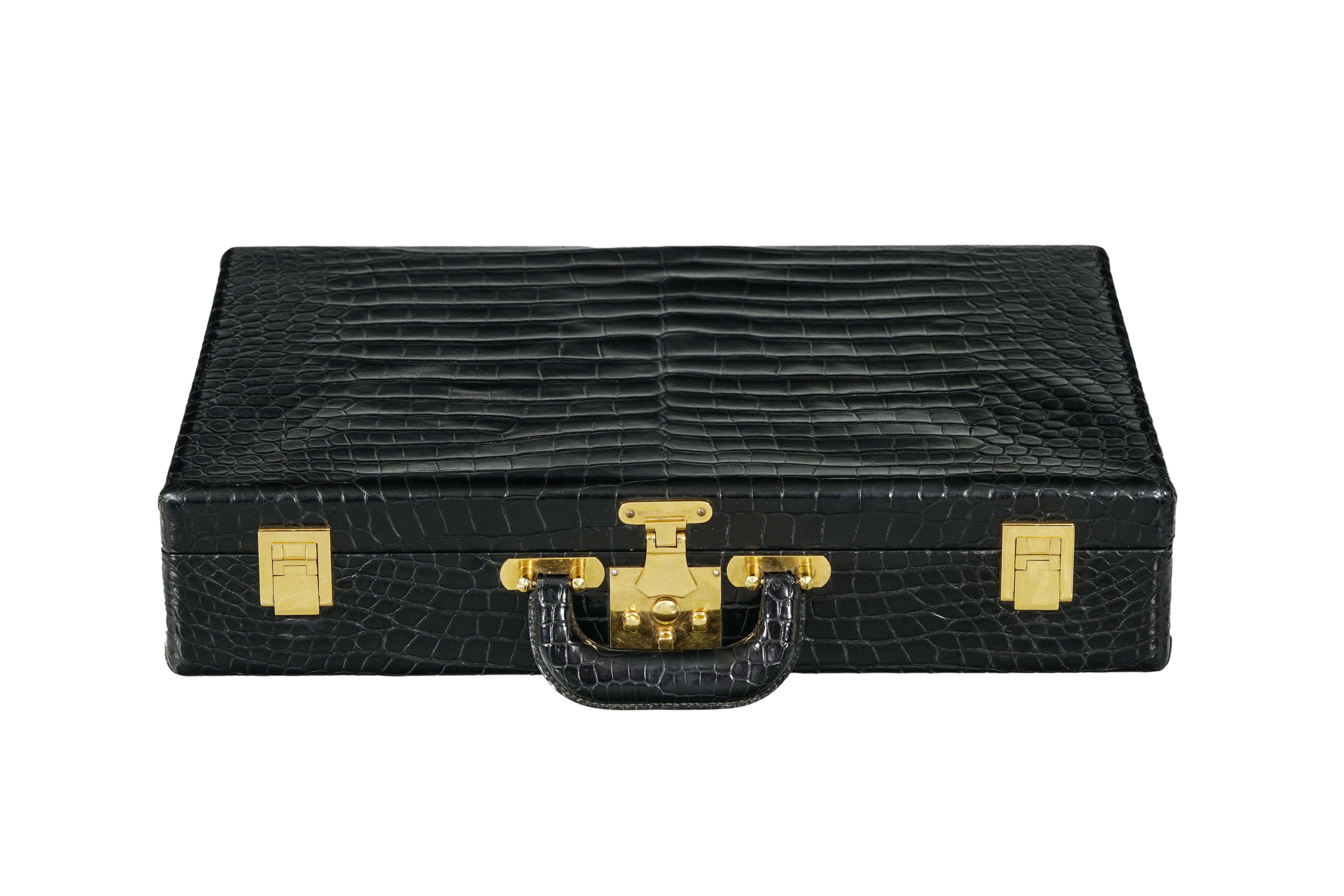 Hermès, attaché case mallette en crocodile noir,… | Piguet