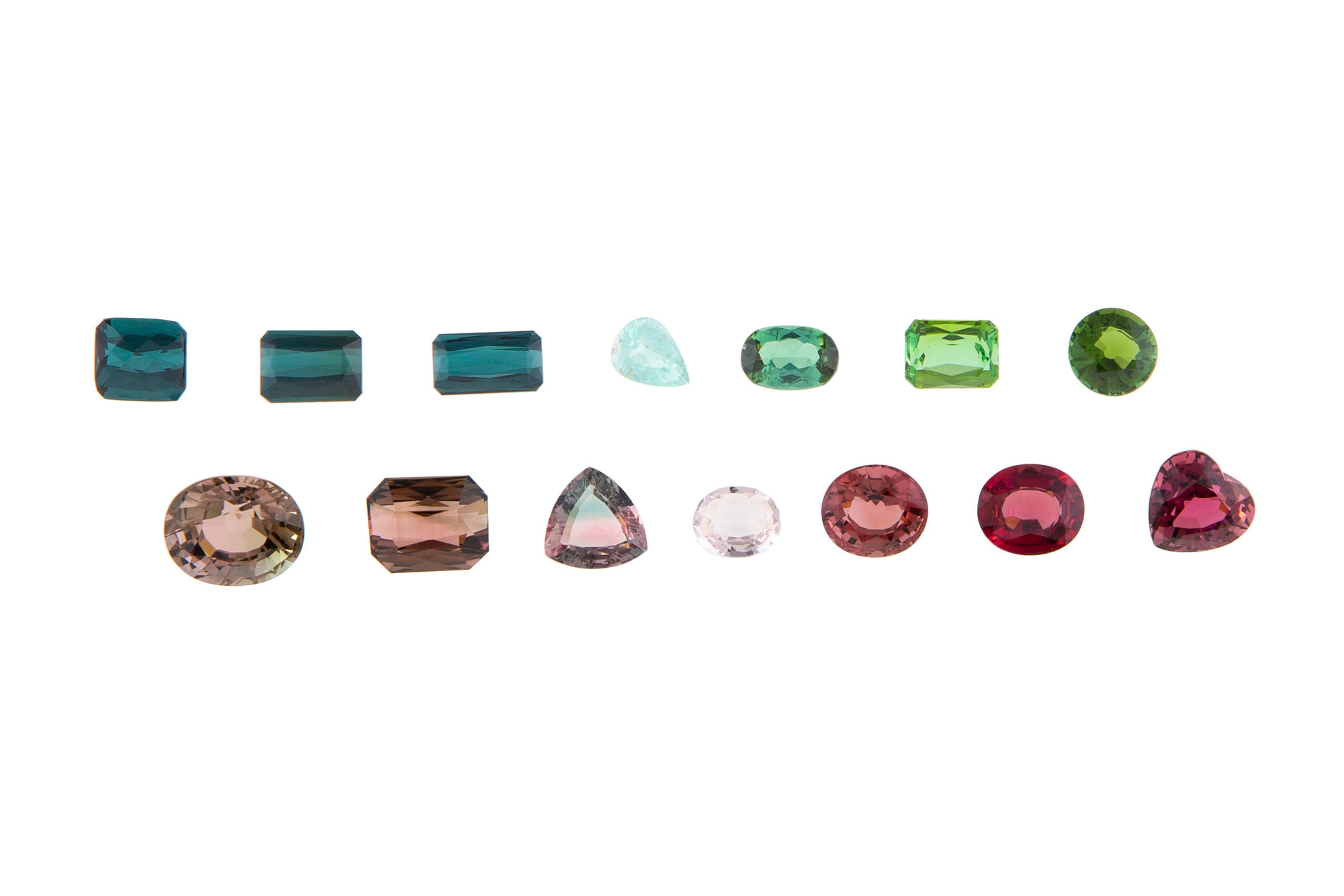 Lot de 14 tourmalines multicolores de différentes… | Piguet