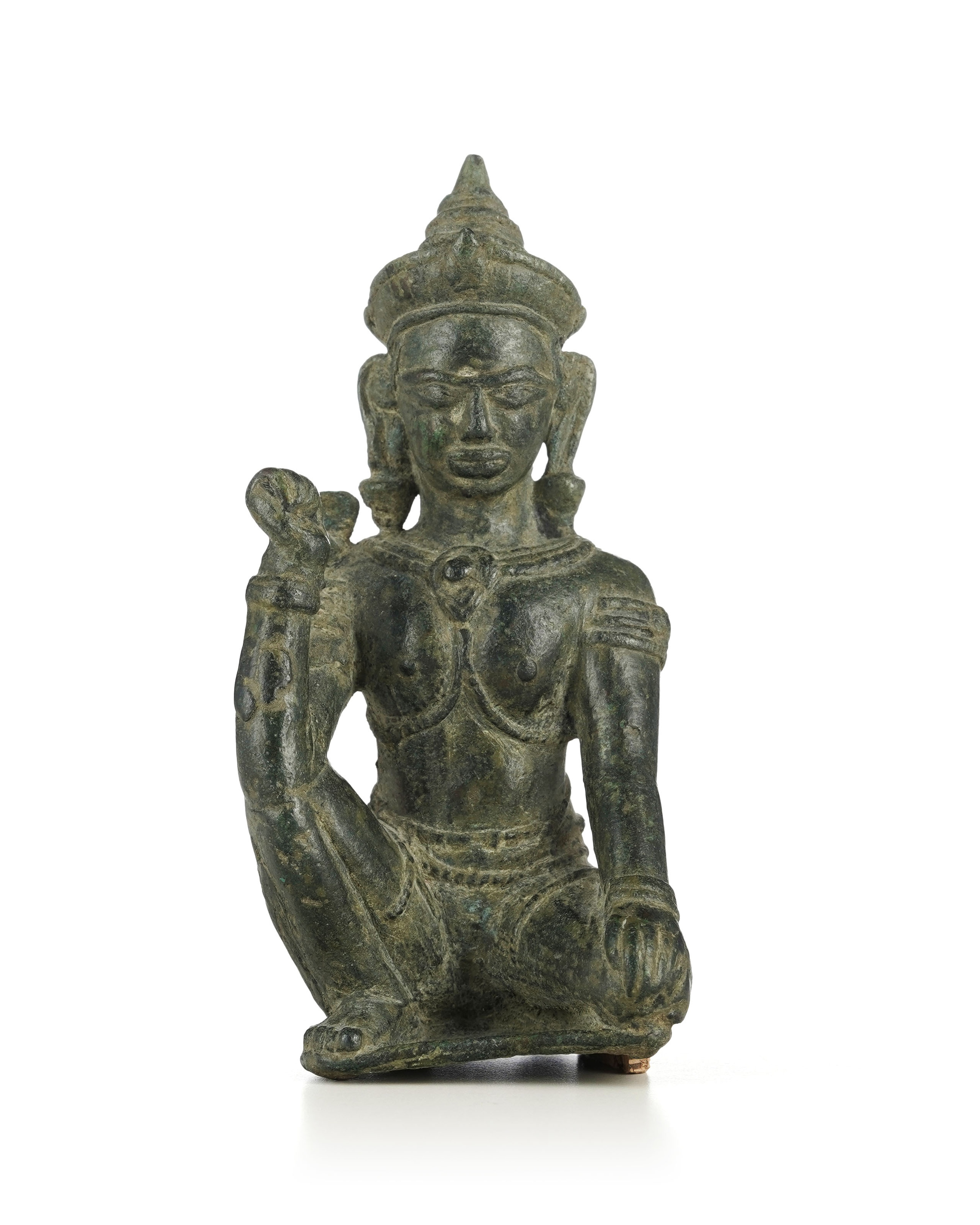 Vishvakarman accroupi, sculpture en bronze, Khmer,… | Piguet