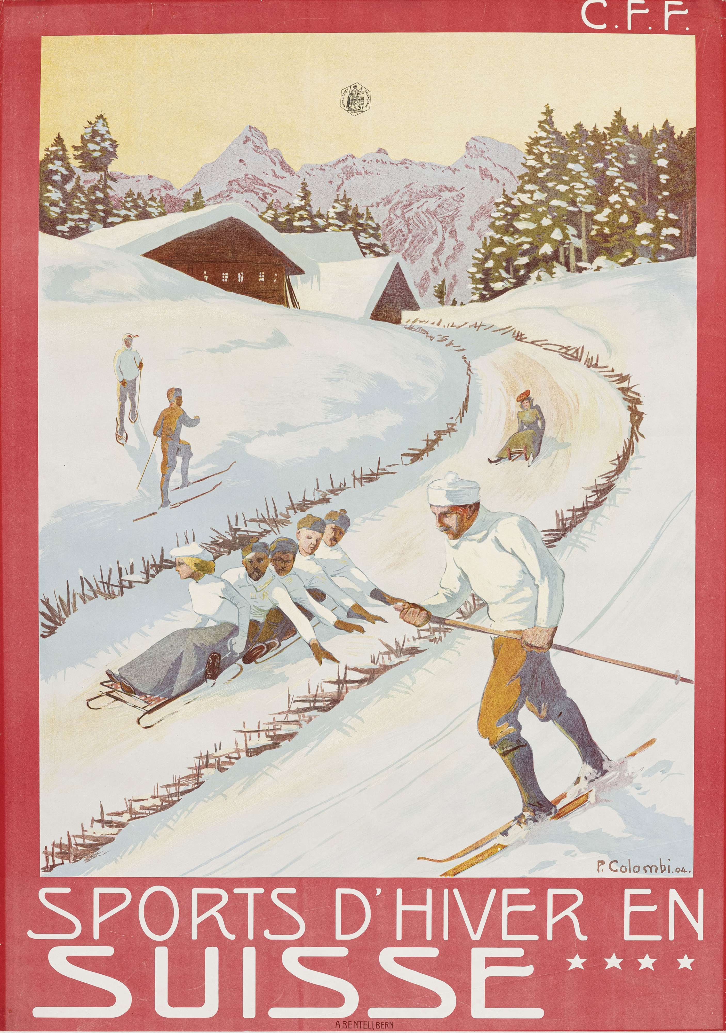 Plinio Colombi (1873-1951) , " Sports d'hiver en… | Piguet