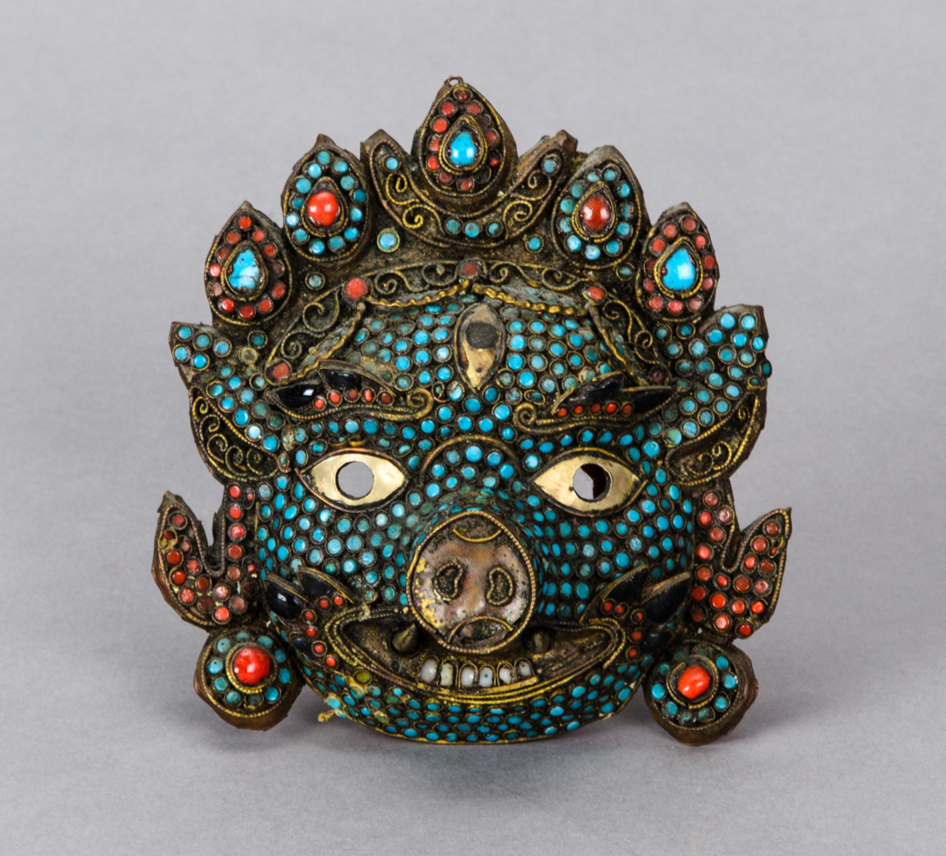 Masque du dharmapala Phag Gochen, cuivre et laiton… | Piguet