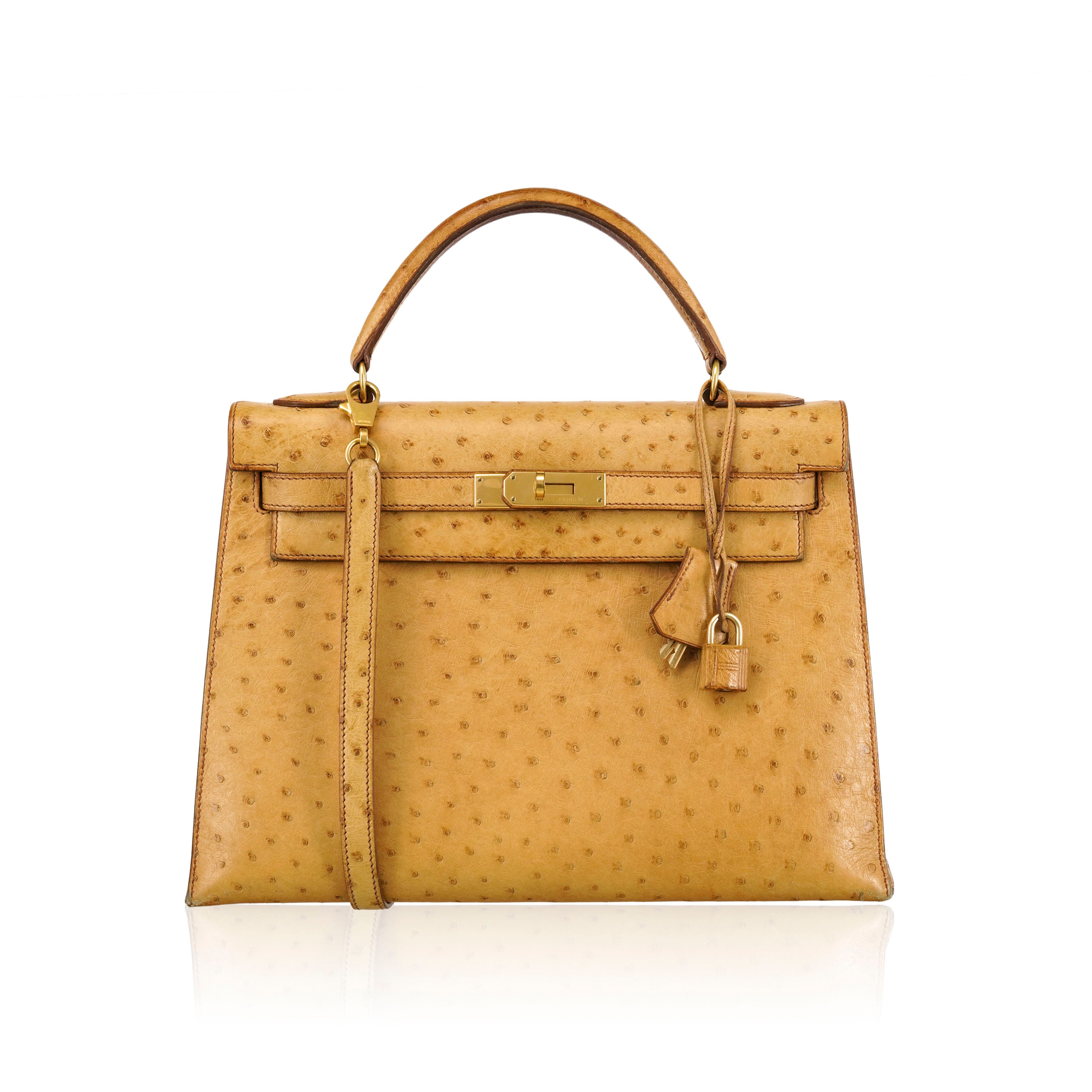 Hermès, sac Kelly 32 en autruche Gold, année 1996,… | Piguet