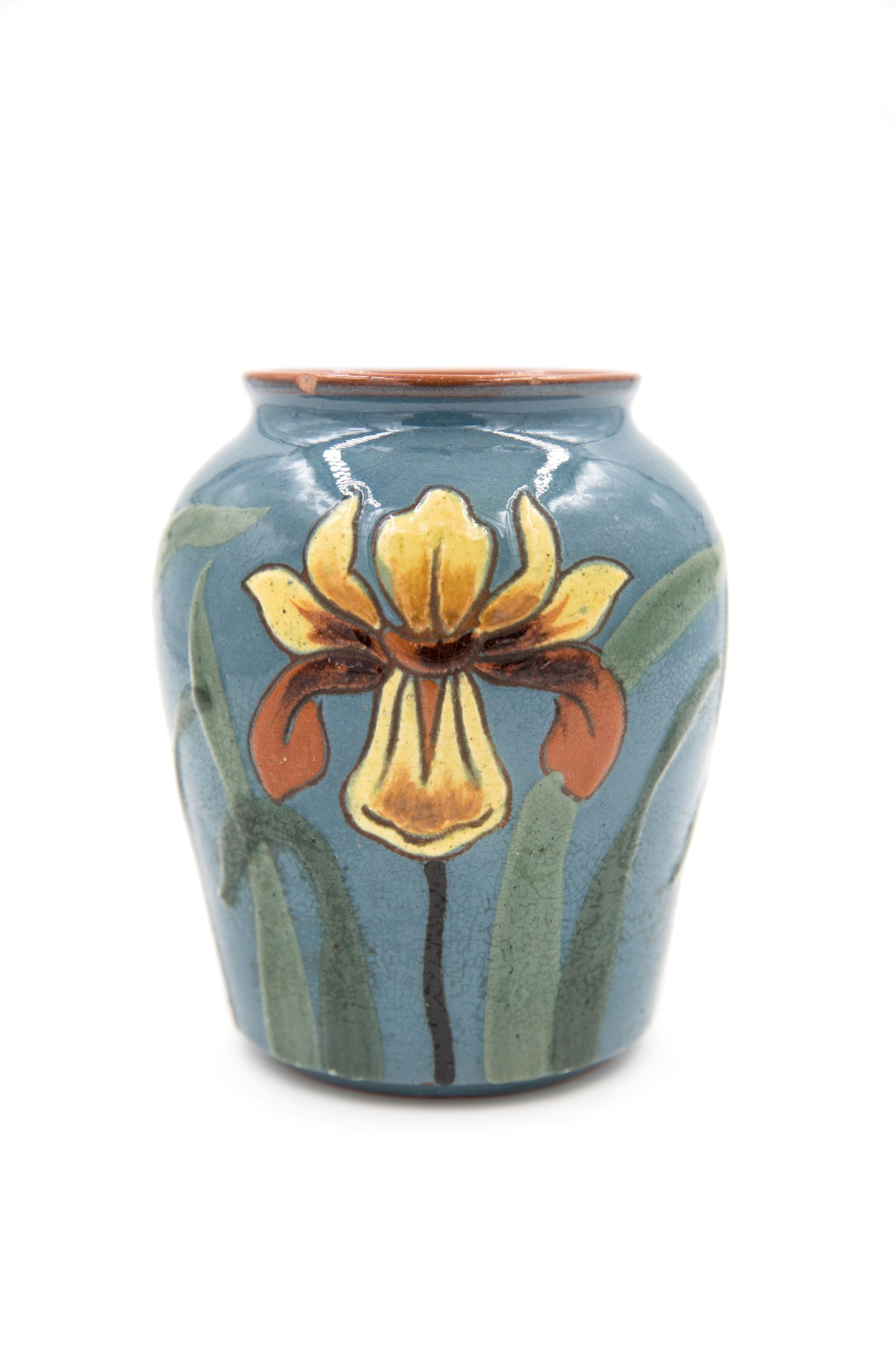 Petit vase en céramique émaillée à décor d'iris… | Piguet