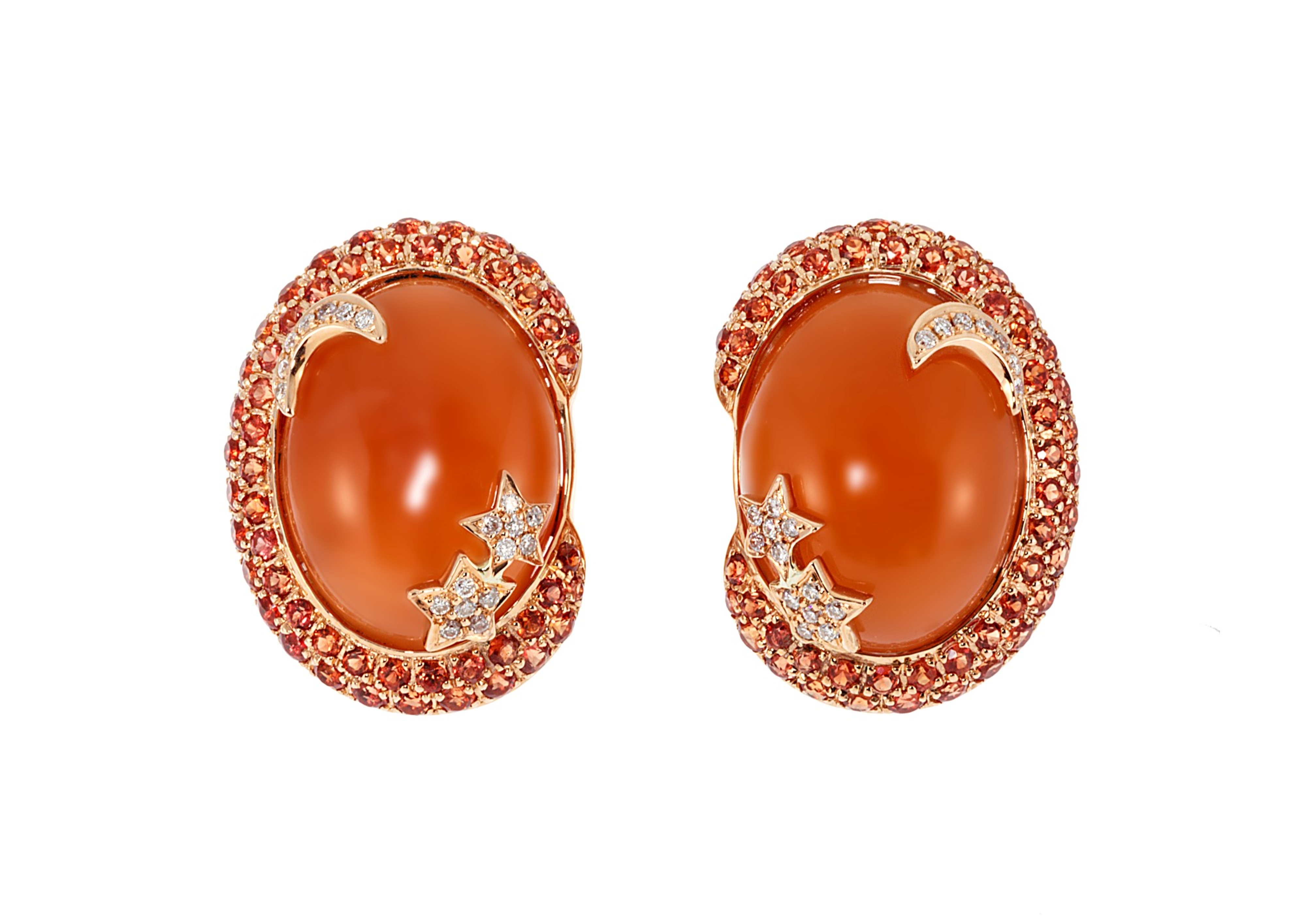 Paire de clous d'oreilles en or rose 750 sertie de… | Piguet